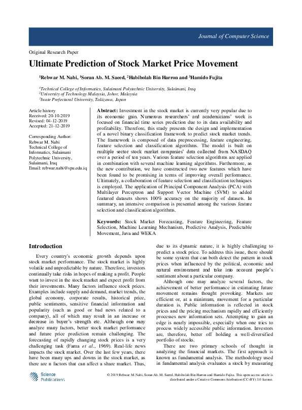 (PDF) Ultimate Prediction of Stock Market Price Movement
