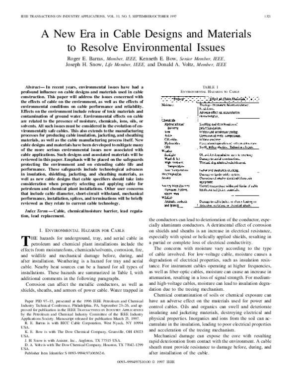 (PDF) A new era in cable designs and materials to resolve environmental ...