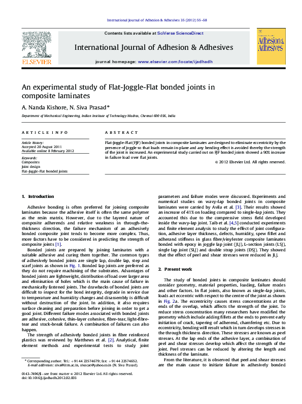 (PDF) An experimental study of Flat-Joggle-Flat bonded joints in ...