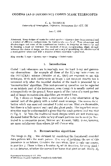 (PDF) Coding (and decoding) coded mask telescopes