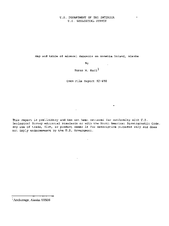 (PDF) Map and table of mineral deposits on Annette Island, Alaska
