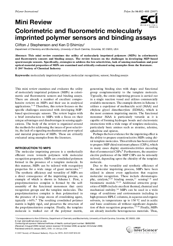 (PDF) Colorimetric and fluorometric molecularly imprinted polymer ...