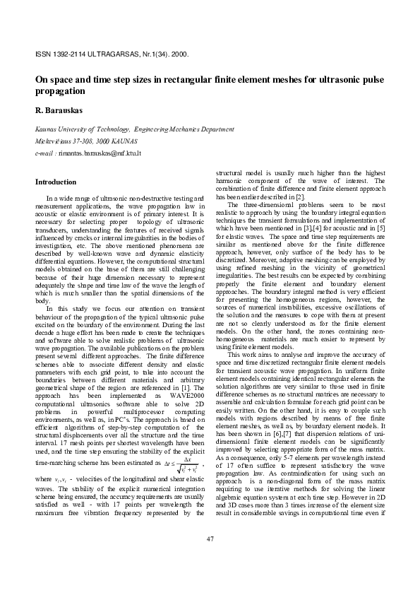 Pdf On Space And Time Step Sizes In Rectangular Finite Element Meshes