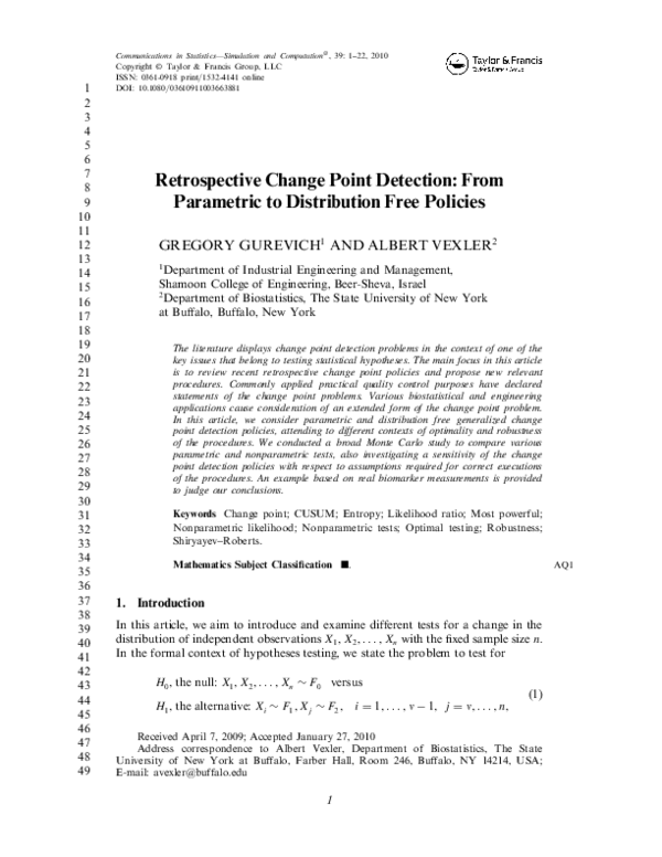 (PDF) Retrospective Change Point Detection: From Parametric to ...