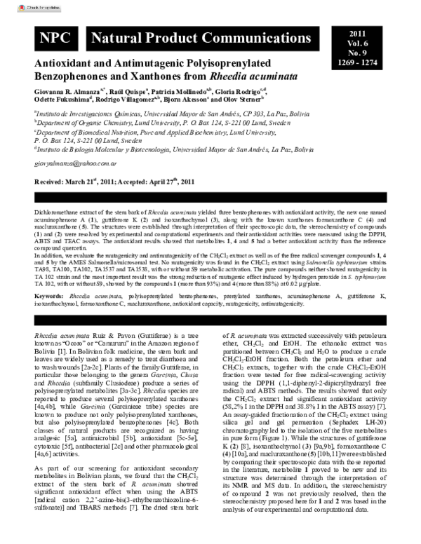 (PDF) Antioxidant and antimutagenic polyisoprenylated benzophenones and ...