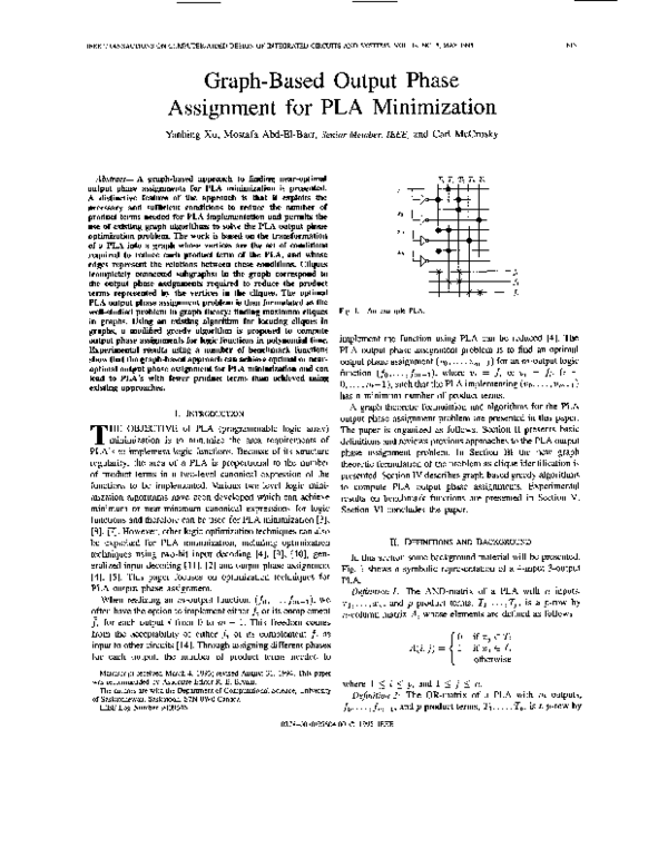 (PDF) Graph-based output phase assignment for PLA minimization | Mostafa Abd-El-Barr - Academia.edu