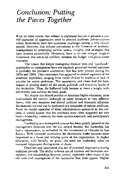 (PDF) Conclusion Putting the Pieces Together