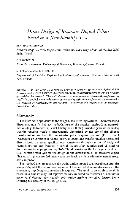 Pdf Direct Design Of Recursive Digital Filters Based On A New
