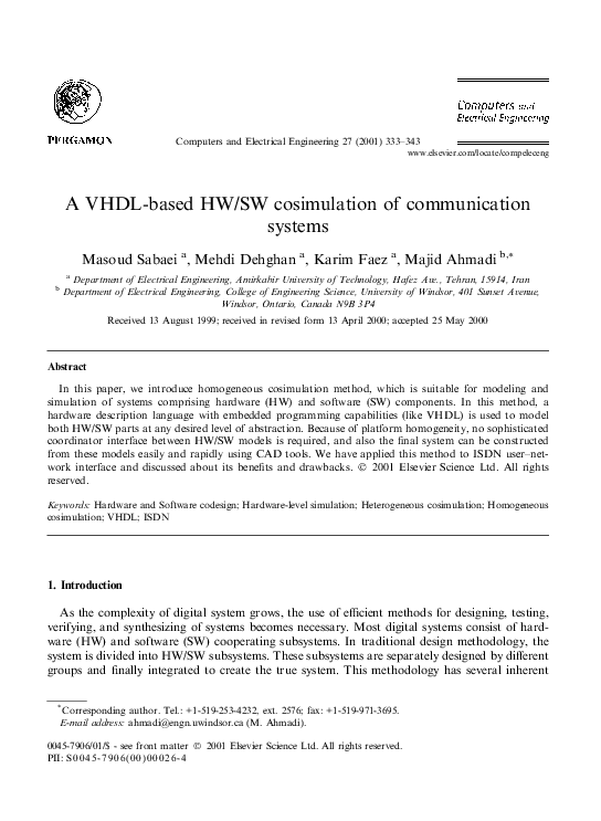 (PDF) A VHDL-based HW/SW cosimulation of communication systems