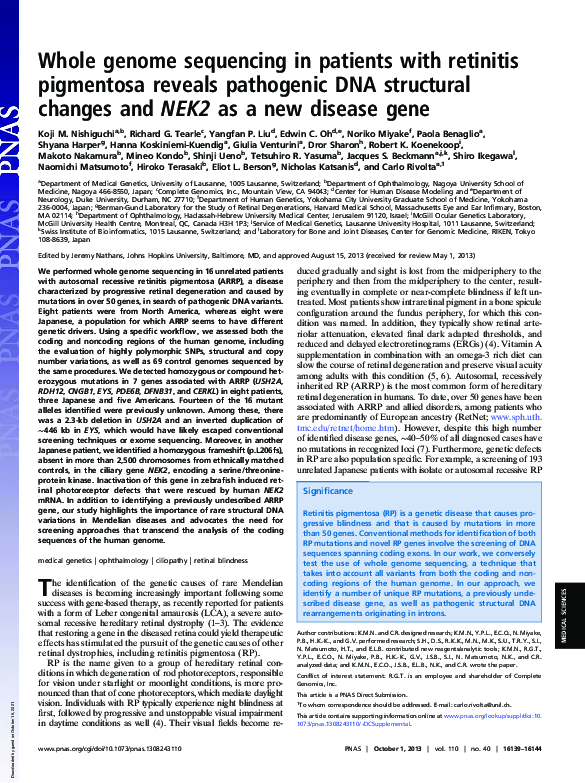 (PDF) Whole genome sequencing in patients with retinitis pigmentosa reveals pathogenic DNA ...