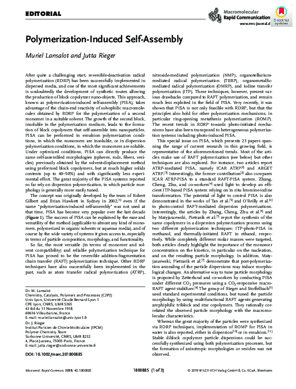 (PDF) Polymerization-Induced Self-Assembly