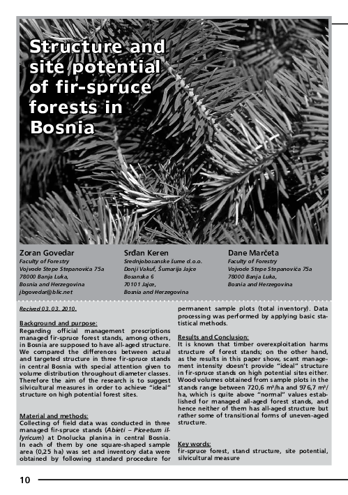 (PDF) Structure and Site Potential of Fir-Spruce Forests in Bosnia