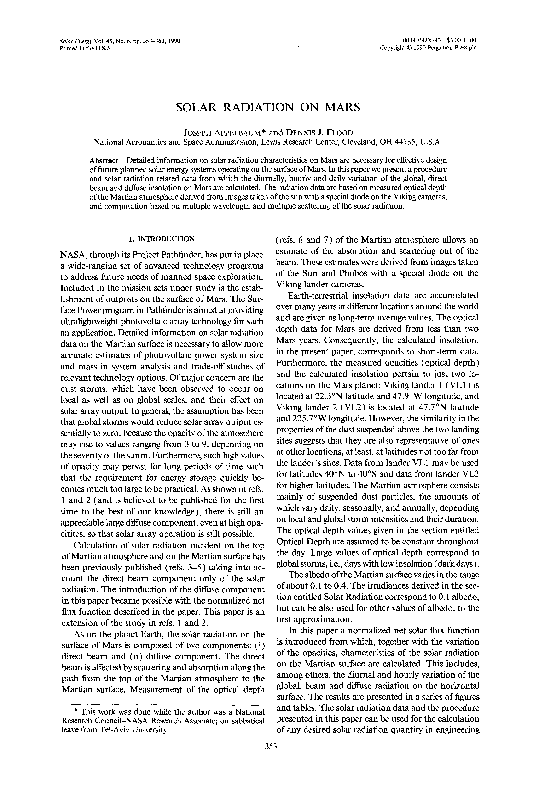 (PDF) Solar radiation on Mars