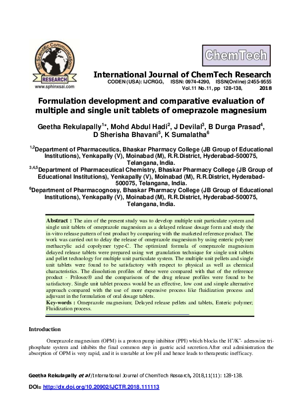 (PDF) Formulation development and comparative evaluation of multiple ...