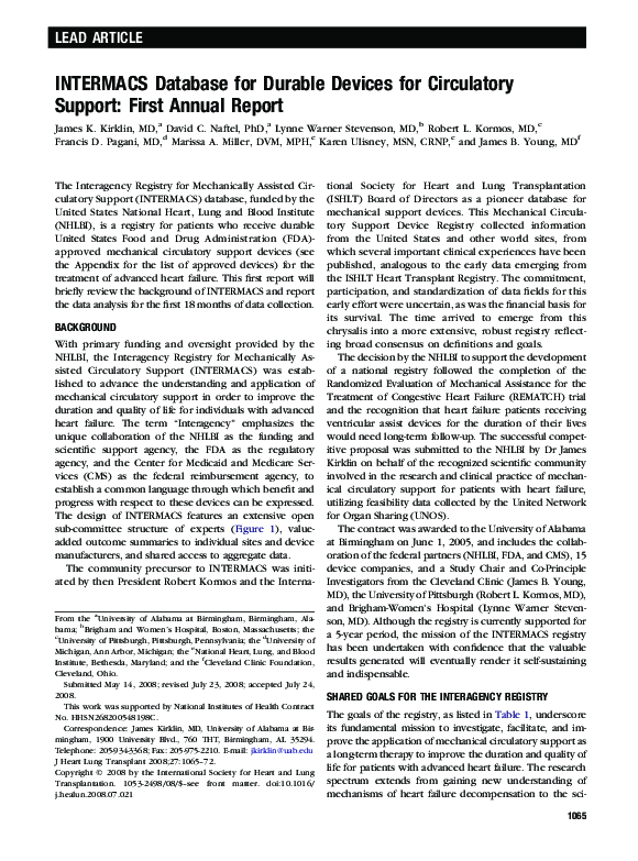 (PDF) INTERMACS Database for Durable Devices for Circulatory Support ...