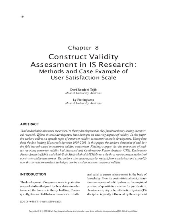 (PDF) Construct Validity Assessment in IS Research