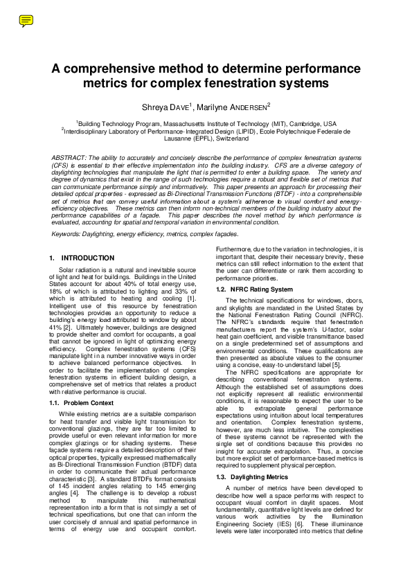 (PDF) A comprehensive method to determine performance metrics for ...