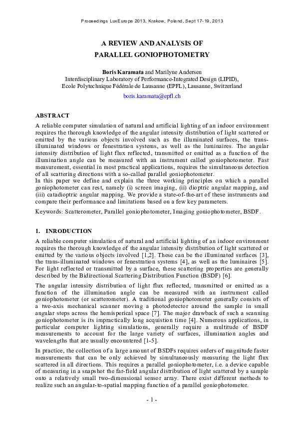 (PDF) A review and analysis of parallel goniophotometry