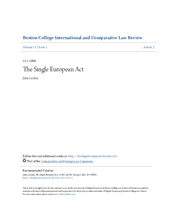 (PDF) The Single European Act