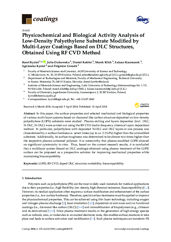 (PDF) Physicochemical and Biological Activity Analysis of Low-Density ...