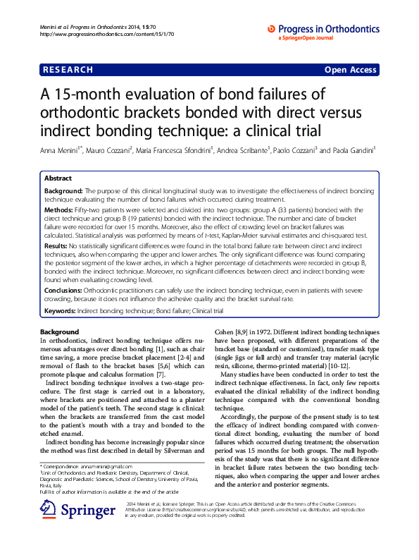 (PDF) Bond Failure Comparison in Orthodontic Techniques