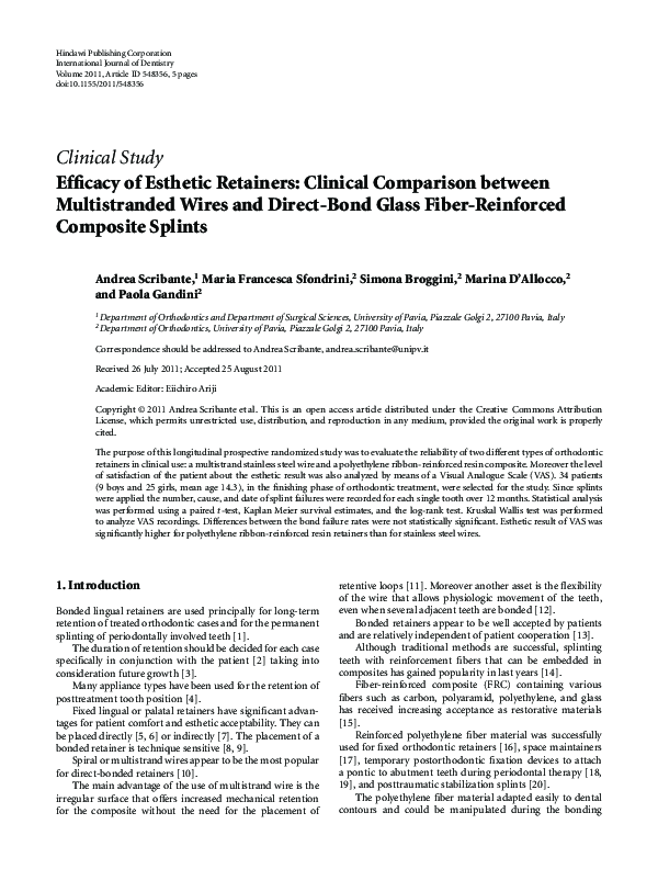 (PDF) Efficacy of Esthetic Retainers: Clinical Comparison between ...
