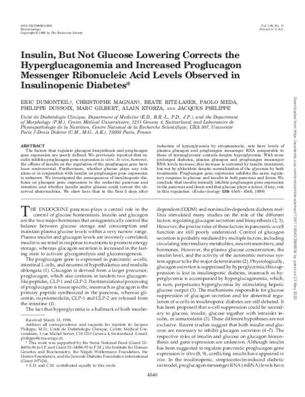 (PDF) Insulin Corrects Hyperglucagonemia in Diabetes