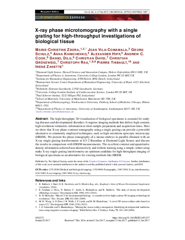(PDF) X-ray phase microtomography with a single grating for high-throughput investigations of ...