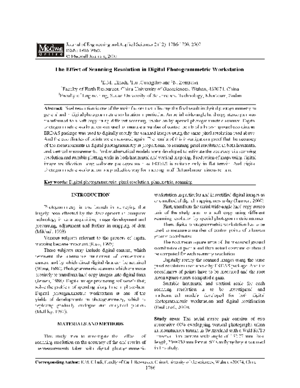 (PDF) The Effect of Scanning Resolution in Digital Photogrammetric ...