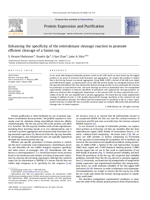 (PDF) Enhancing the specificity of the enterokinase cleavage reaction ...