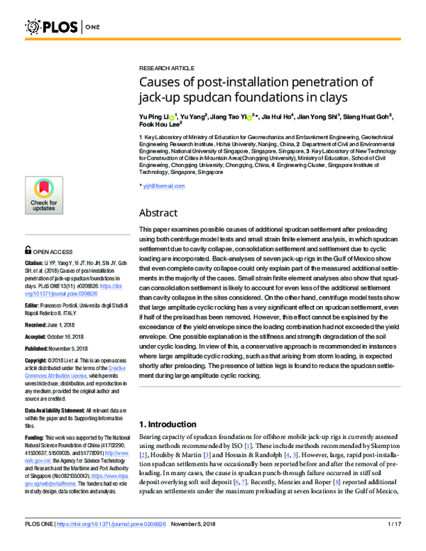 (PDF) Causes of post-installation penetration of jack-up spudcan ...