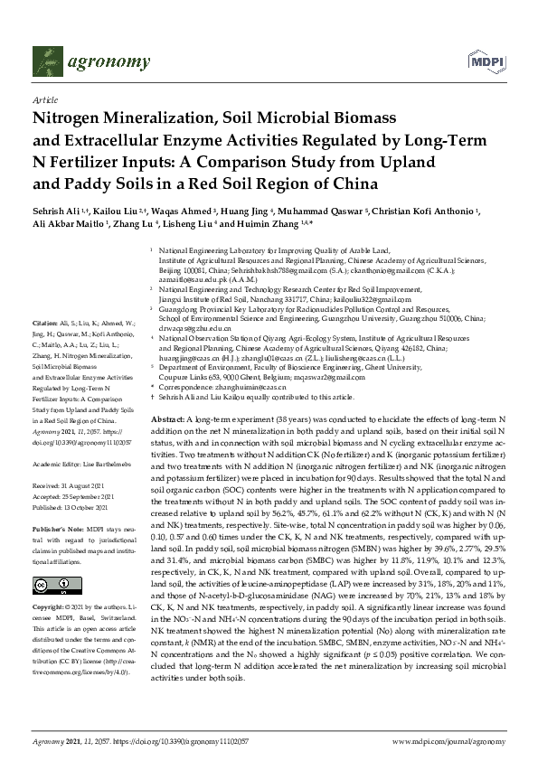 (PDF) Nitrogen Mineralization, Soil Microbial Biomass and Extracellular ...