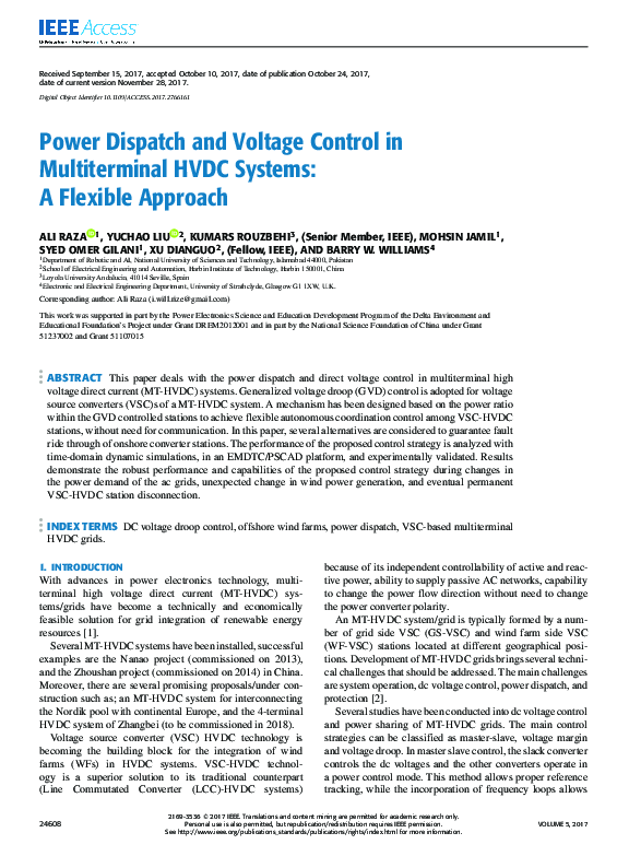(PDF) Power Dispatch and Voltage Control in Multiterminal HVDC Systems ...