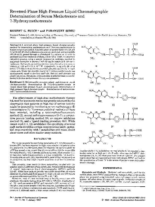 (PDF) Reversed-phase high-pressure liquid chromatography of some ... (PDF) Reversed-phase high-pressure liquid chromatography of some ...
