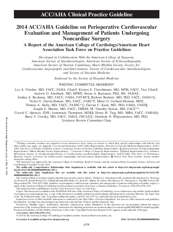 (PDF) 2014 ACC/AHA guideline on perioperative cardiovascular evaluation ...