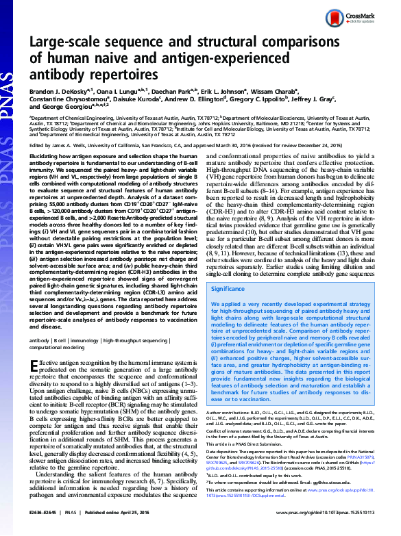 (PDF) Large-scale sequence and structural comparisons of human naive and antigen-experienced ...