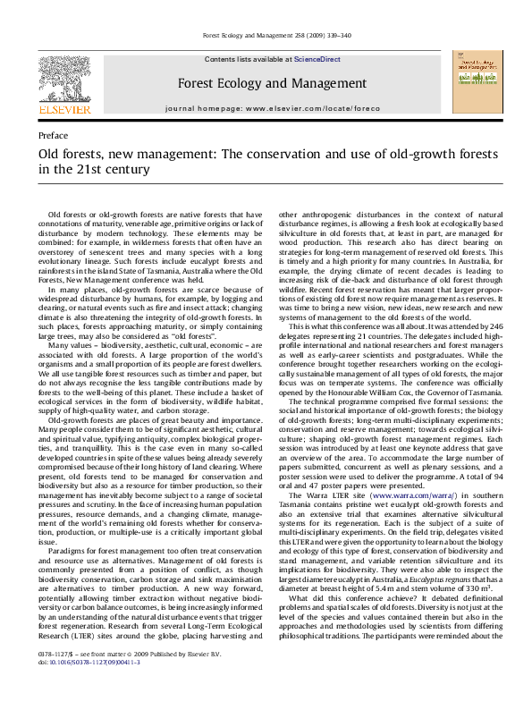 (PDF) Old forests, new management: The conservation and use of old ...