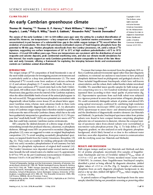 (PDF) An early Cambrian greenhouse climate