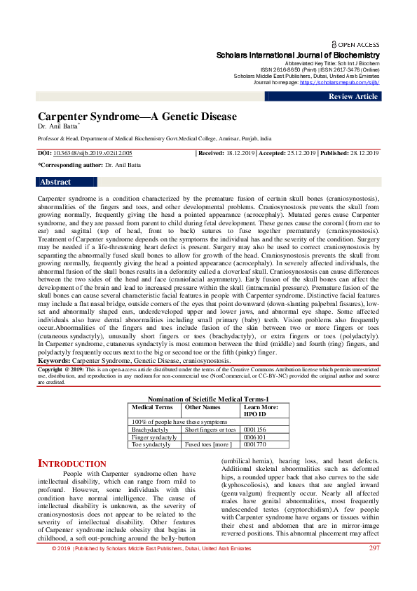 (PDF) Carpenter Syndrome—A Genetic Disease