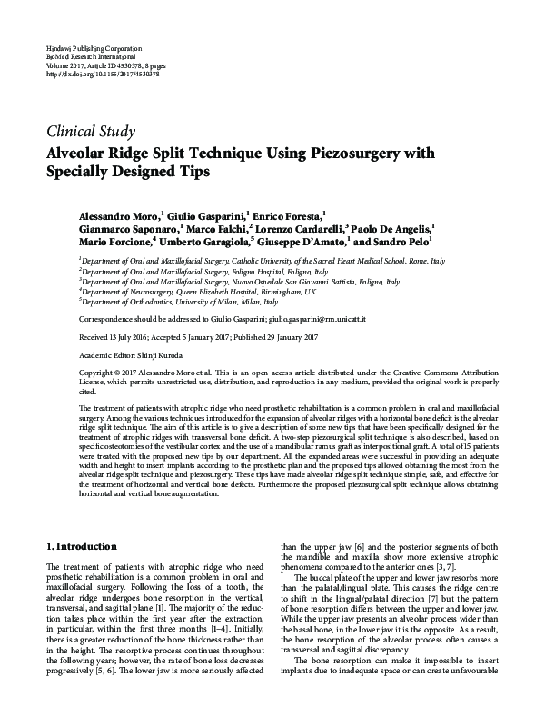(PDF) Alveolar Ridge Split Technique Using Piezosurgery with Specially ...