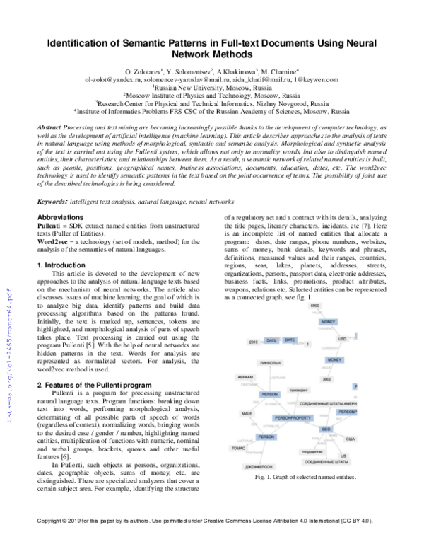 Pdf Identification Of Semantic Patterns In Full Text Documents Using