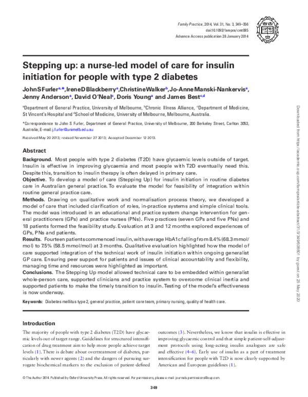 (PDF) Stepping up: a nurse-led model of care for insulin initiation for ...