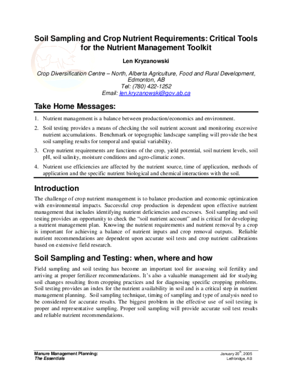 (PDF) Soil Sampling and Crop Nutrient Requirements: Critical Tools for ...