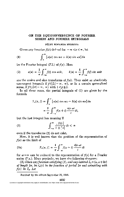 (PDF) On the equiconvergence of Fourier series and Fourier integrals