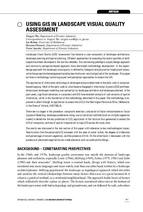 (PDF) Using GIS in Landscape Visual Quality Assessment