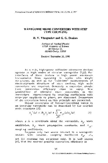 (PDF) Waveguide mode converters with step type coupling