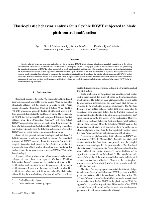 (PDF) Elastic-plastic behavior analysis for a flexible FOWT subjected ...