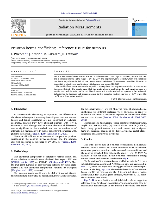 (PDF) Neutron kerma coefficient: Reference tissue for tumours