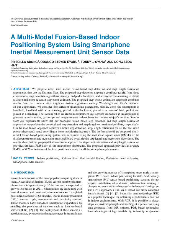 (PDF) A Multi-Model Fusion-Based Indoor Positioning System Using ...