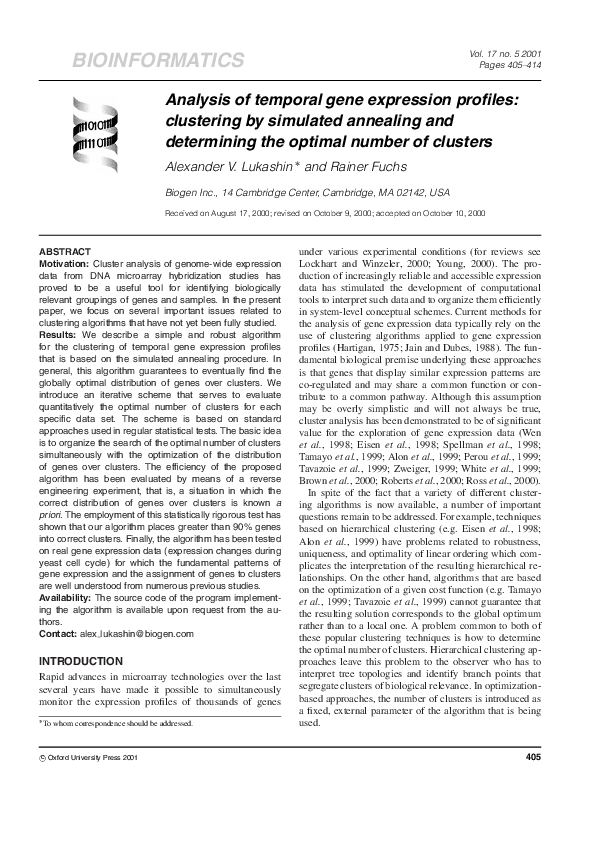 (PDF) Analysis of temporal gene expression profiles: clustering by ...